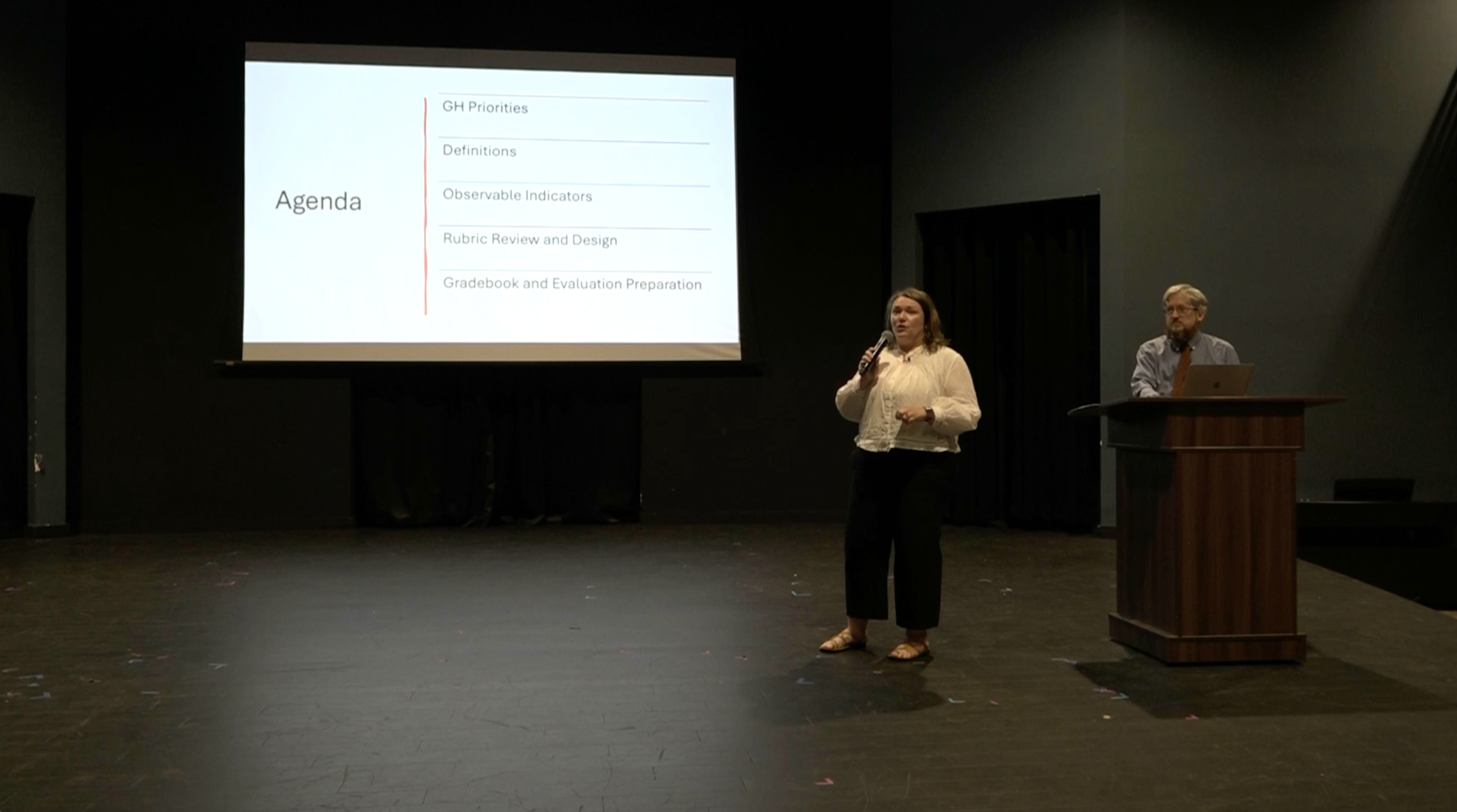 Two presenters with slides : Great Hearts America